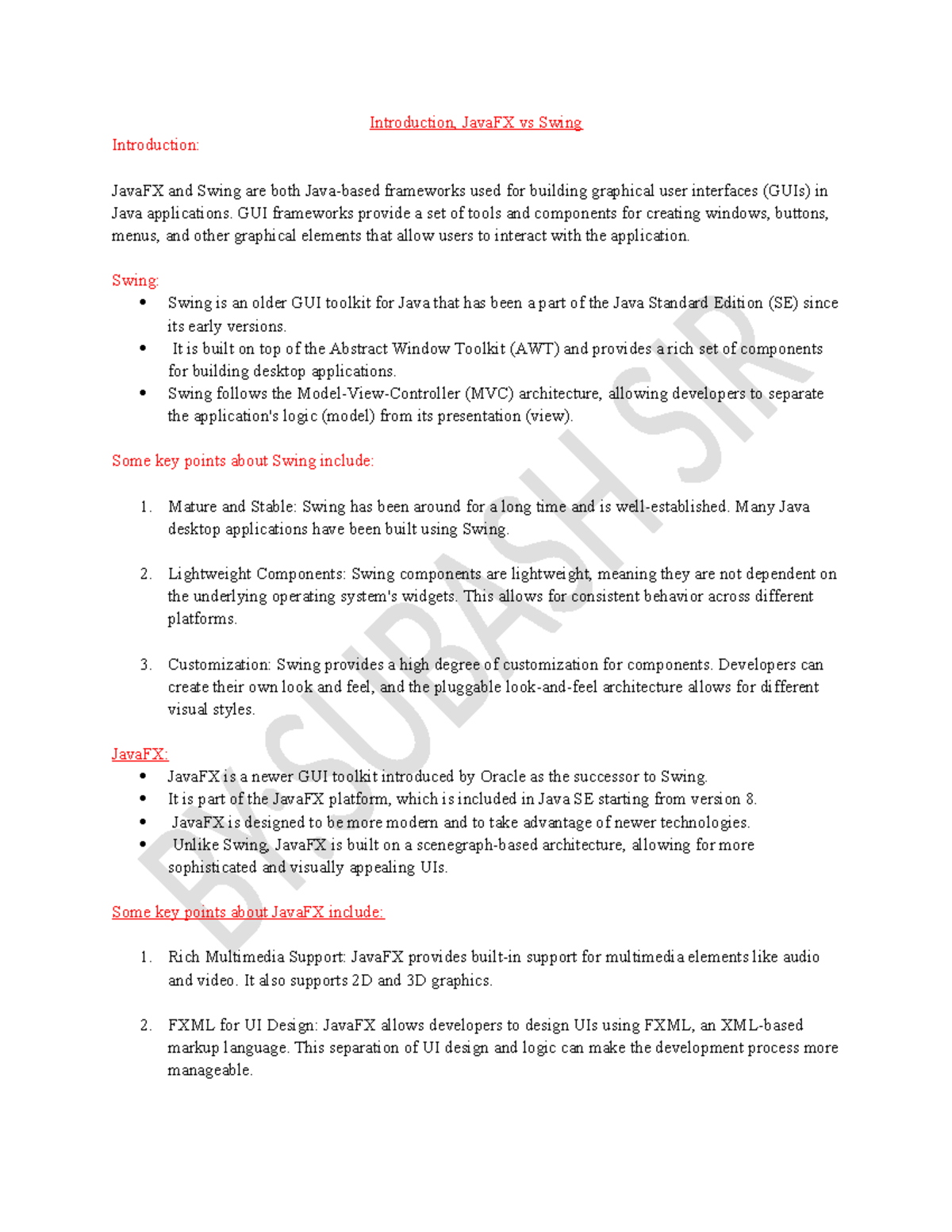 Unit-4 BIT401: GUI Development with JavaFX vs Swing - Studocu