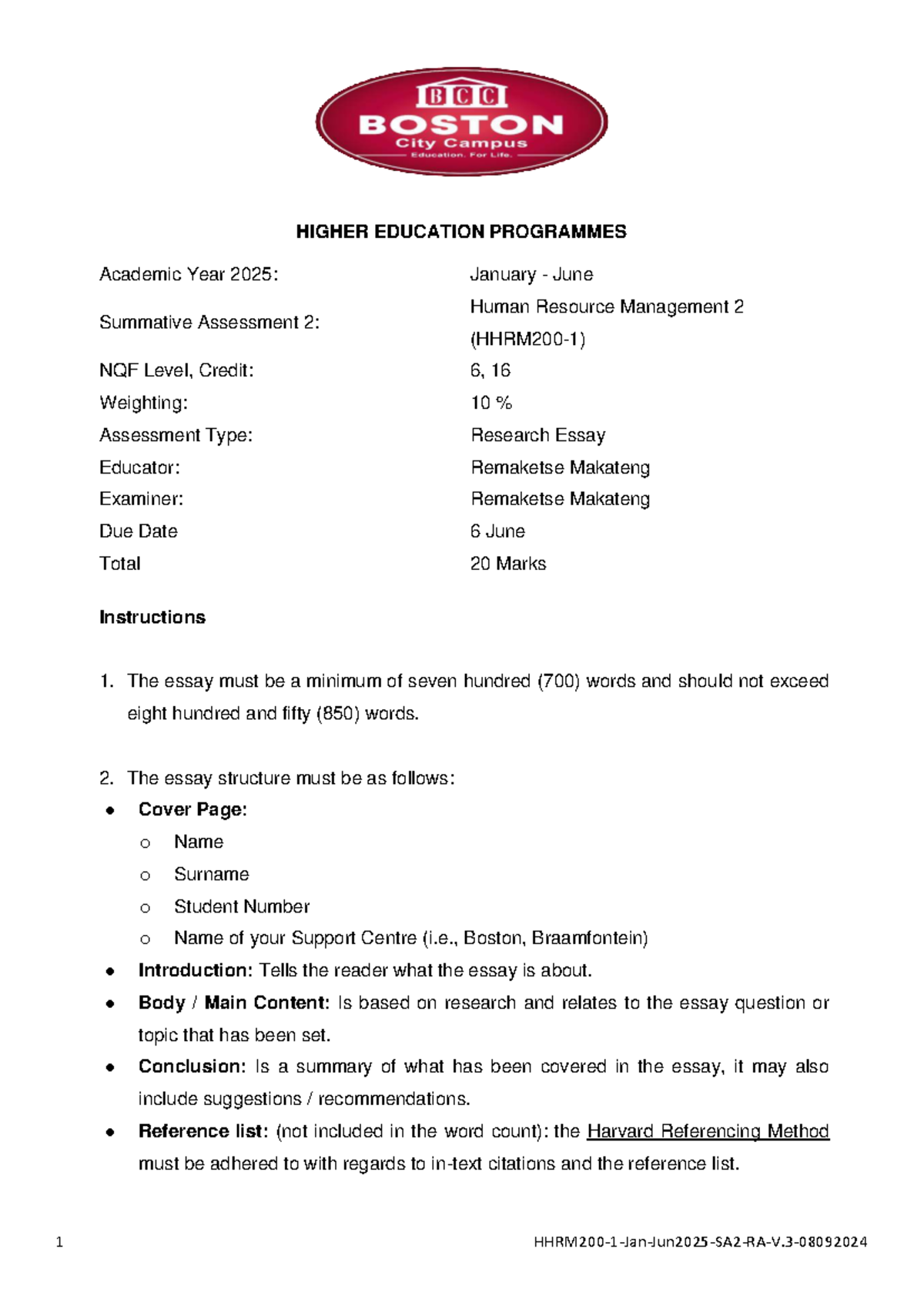 HHRM200 1 Jan-June 2025: Research Essay on Gen Z in HRM and 4IR - Studocu