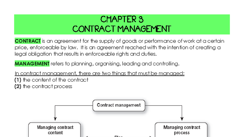 CHAPTER 3: CONTRACT MANAGEMENT - Key Concepts and Processes - Studocu