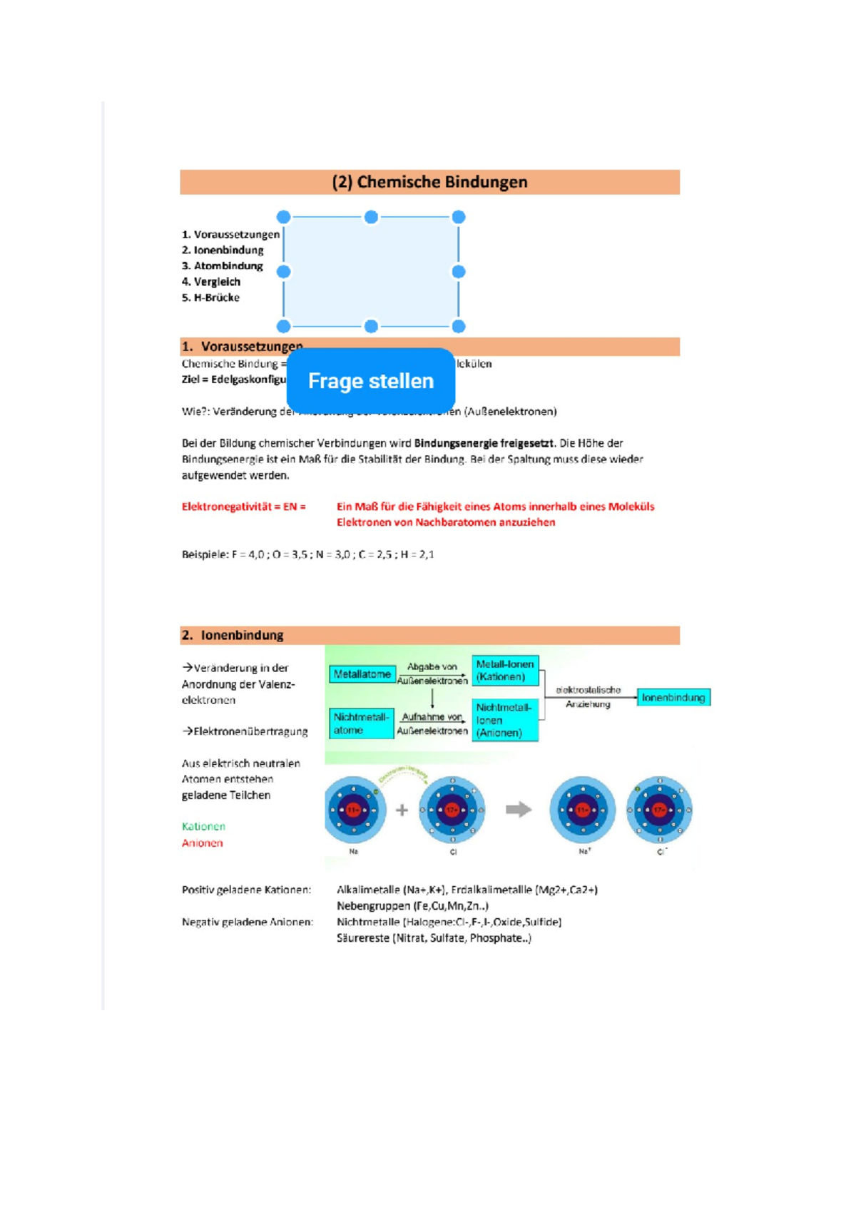 Lernzettel - grobe zusammenfassungen aus der Vorlesung Chemie - (2 ...