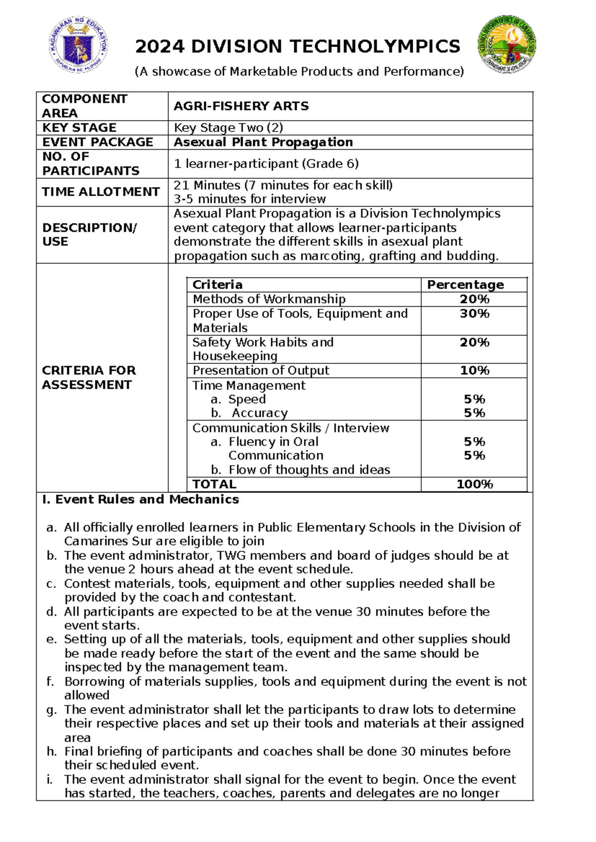 2024 Technolympics Event Package: Asexual Plant Propagation AFA-Elem ...