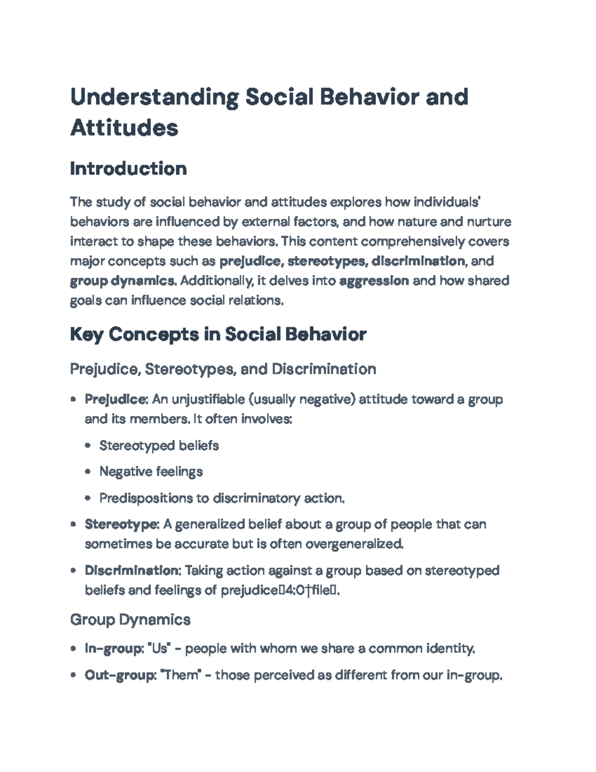Social Behavior and Attitudes: Key Concepts and Influences ...
