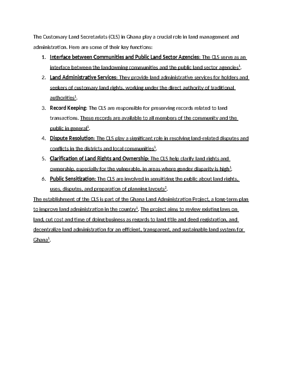Functions of Customary Land Secretariats in Ghana Land Mgmt. - Studocu