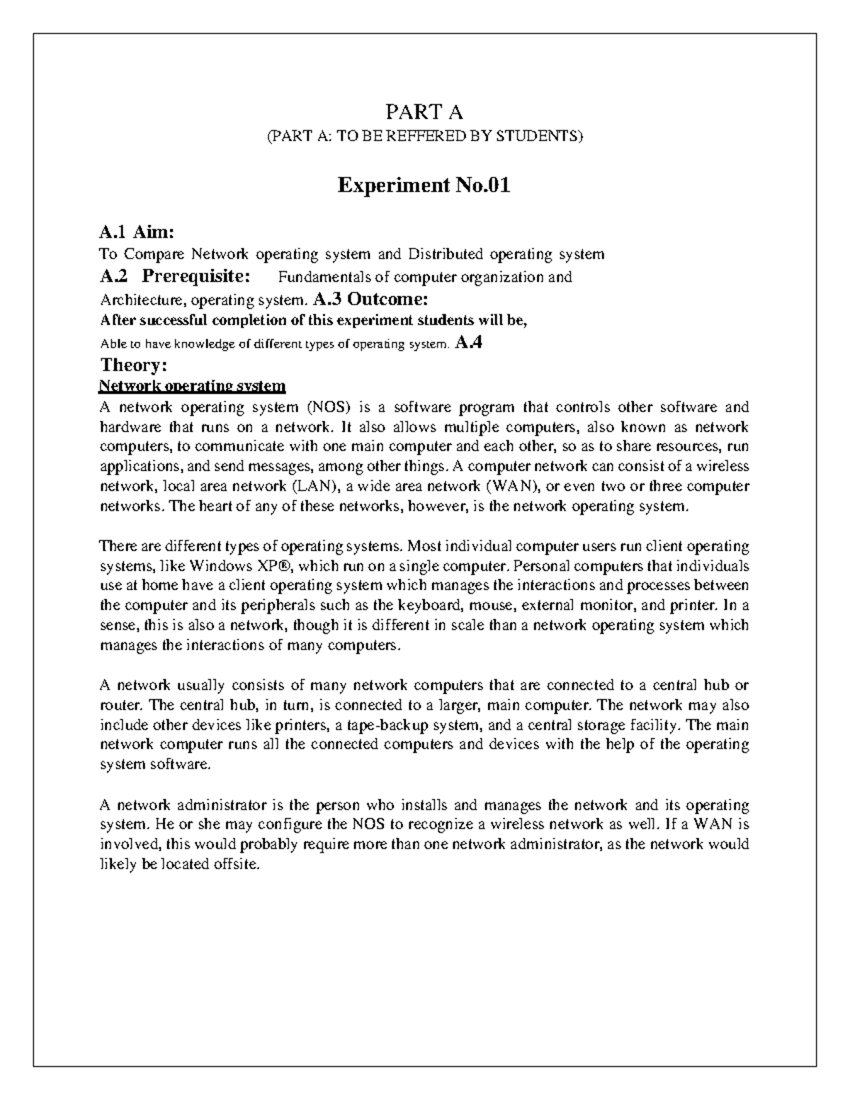 B69 EXP1 DC - Practical on Network vs Distributed Operating Systems ...
