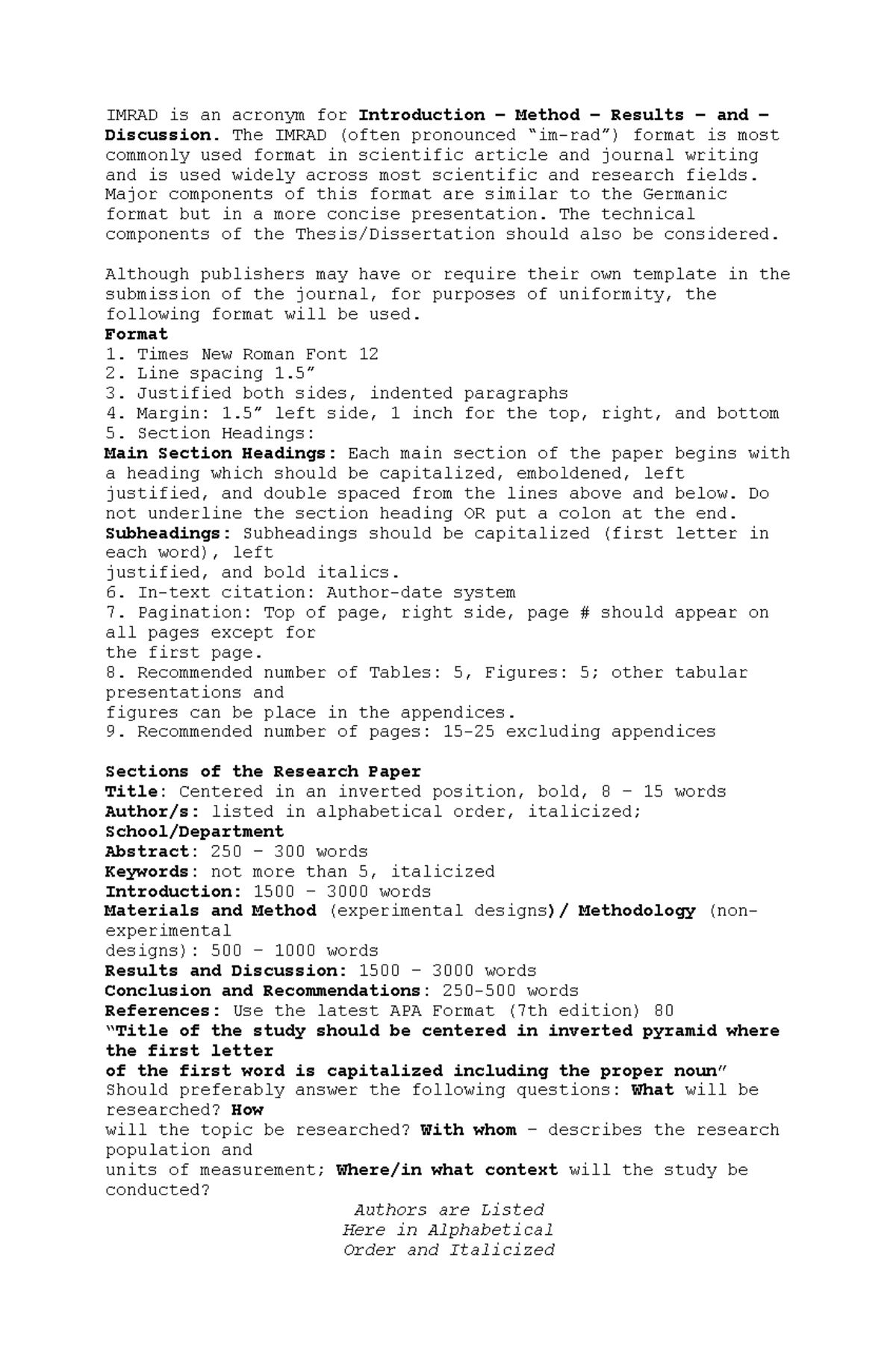 IMRAD Format Guide for Scientific Writing and Thesis Preparation - Studocu