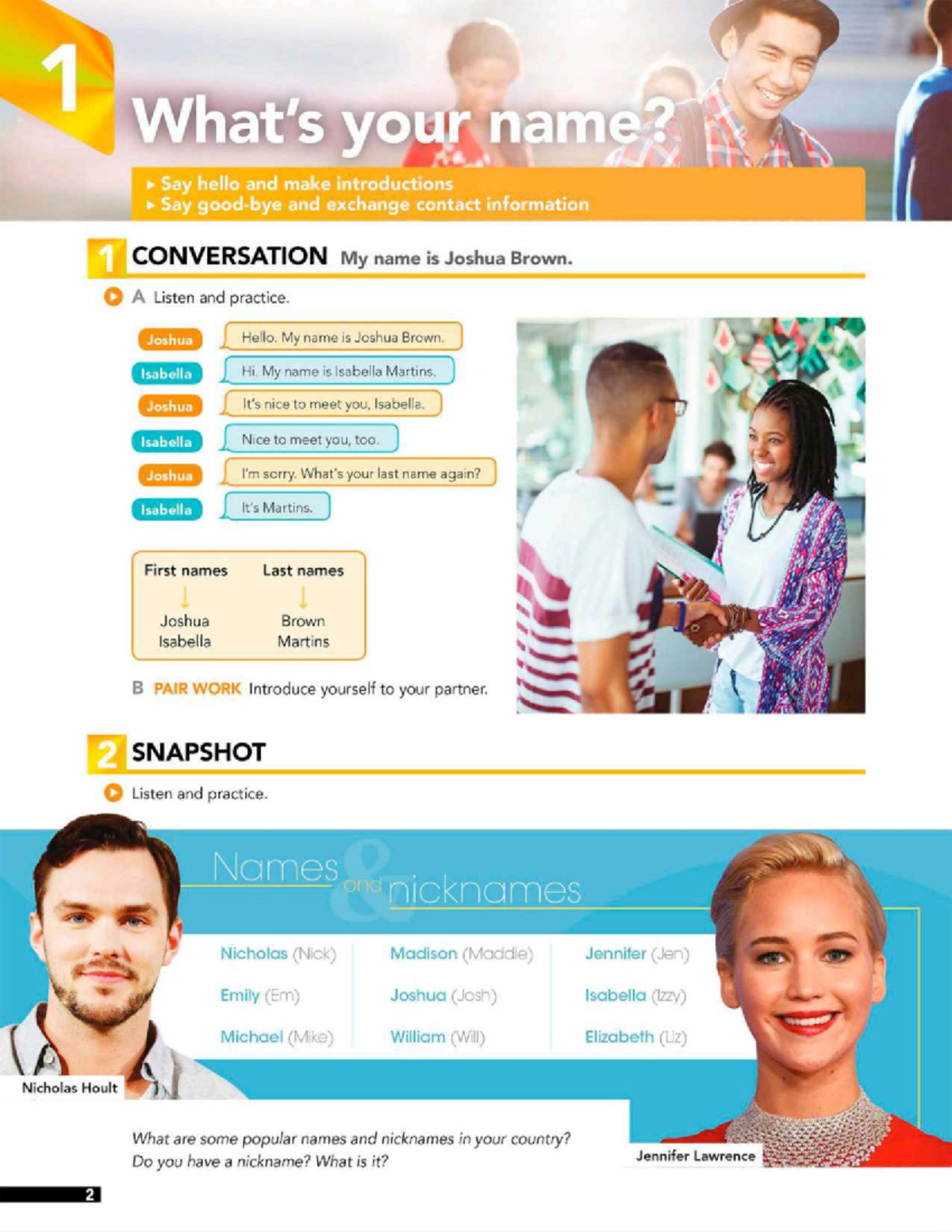 Unit 1 - Student Book: Grammar Focus on Names and Introductions - Studocu