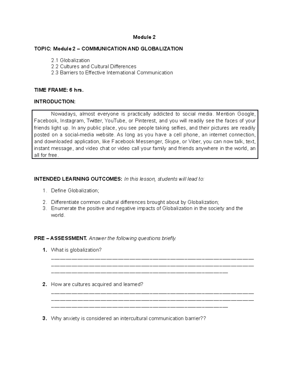 Pur Comm Module-2 - I just want to help - Module 2 TOPIC: Module 2 ...