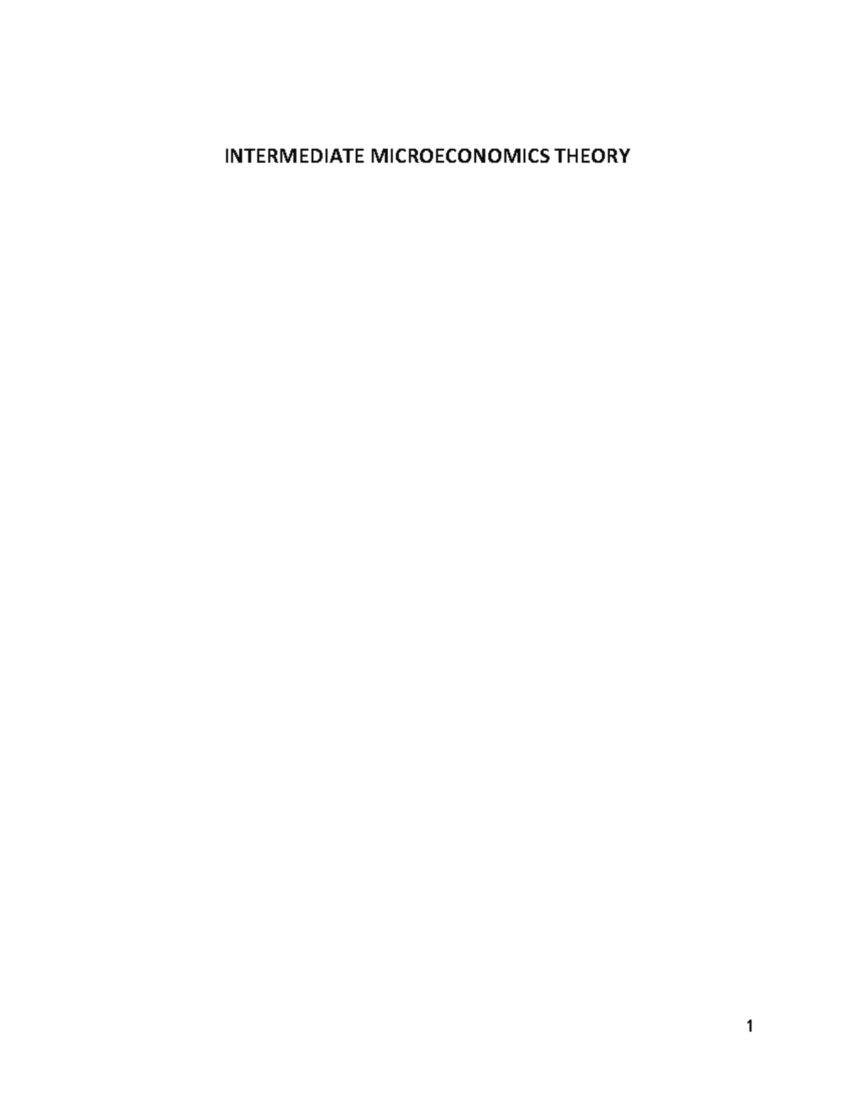 Intermediate Microeconomics Theory Notes (MICO 301) PDF - Studocu