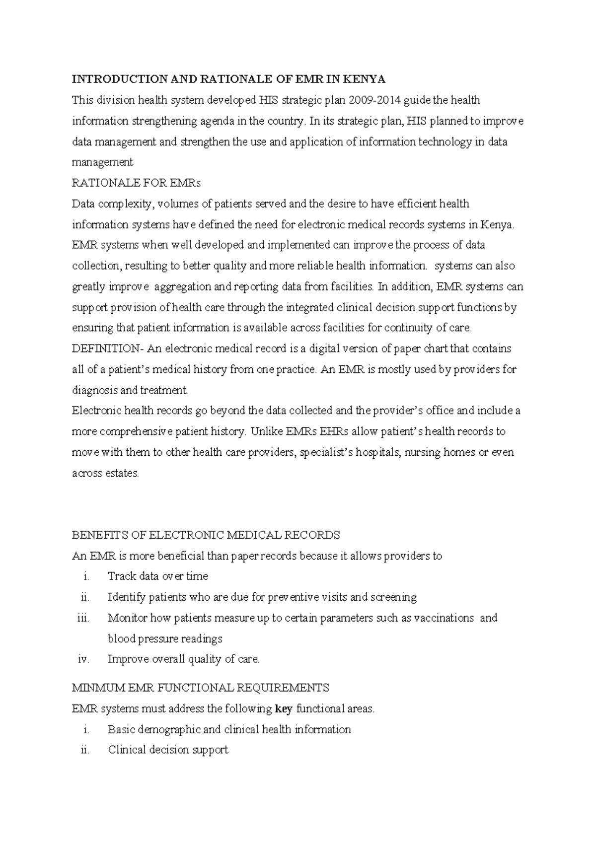 EMR Notes (HIS 101): Understanding Electronic Medical Records in Kenya ...