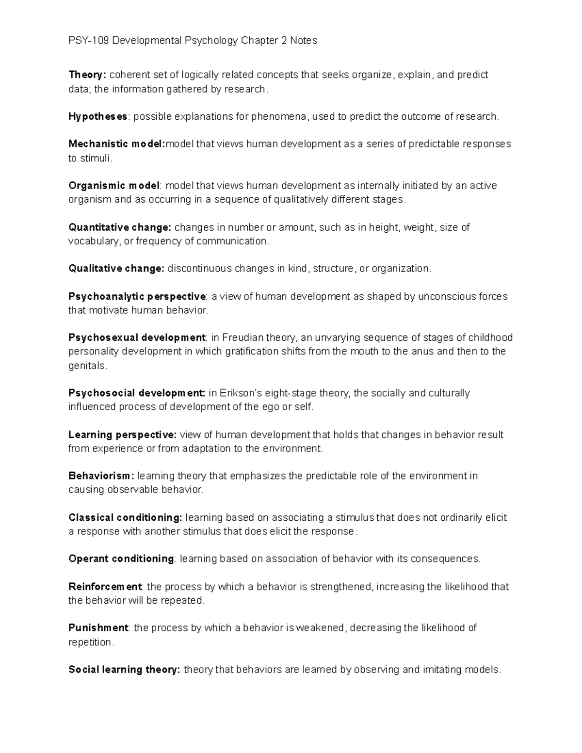 PSY-109 Developmental Psychology Chapter 2 Study Notes - Studocu