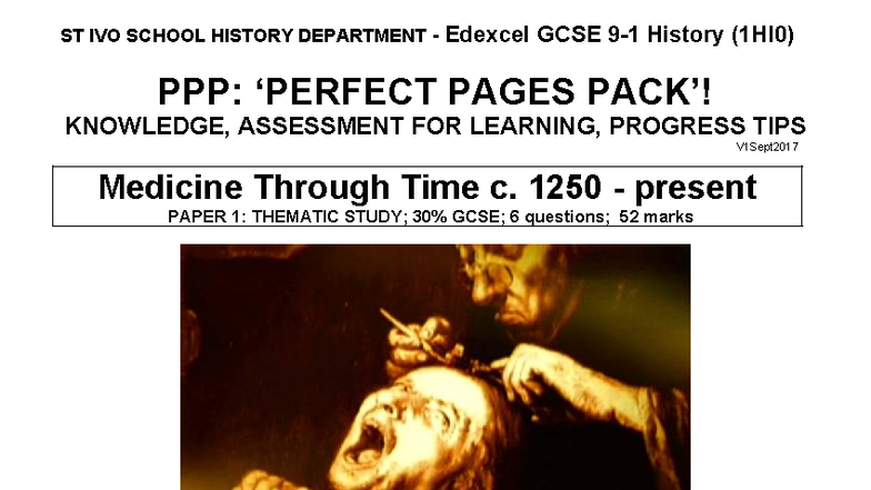 Medicine Through Time: Edexcel GCSE History (1HI0) Revision Notes - Studocu