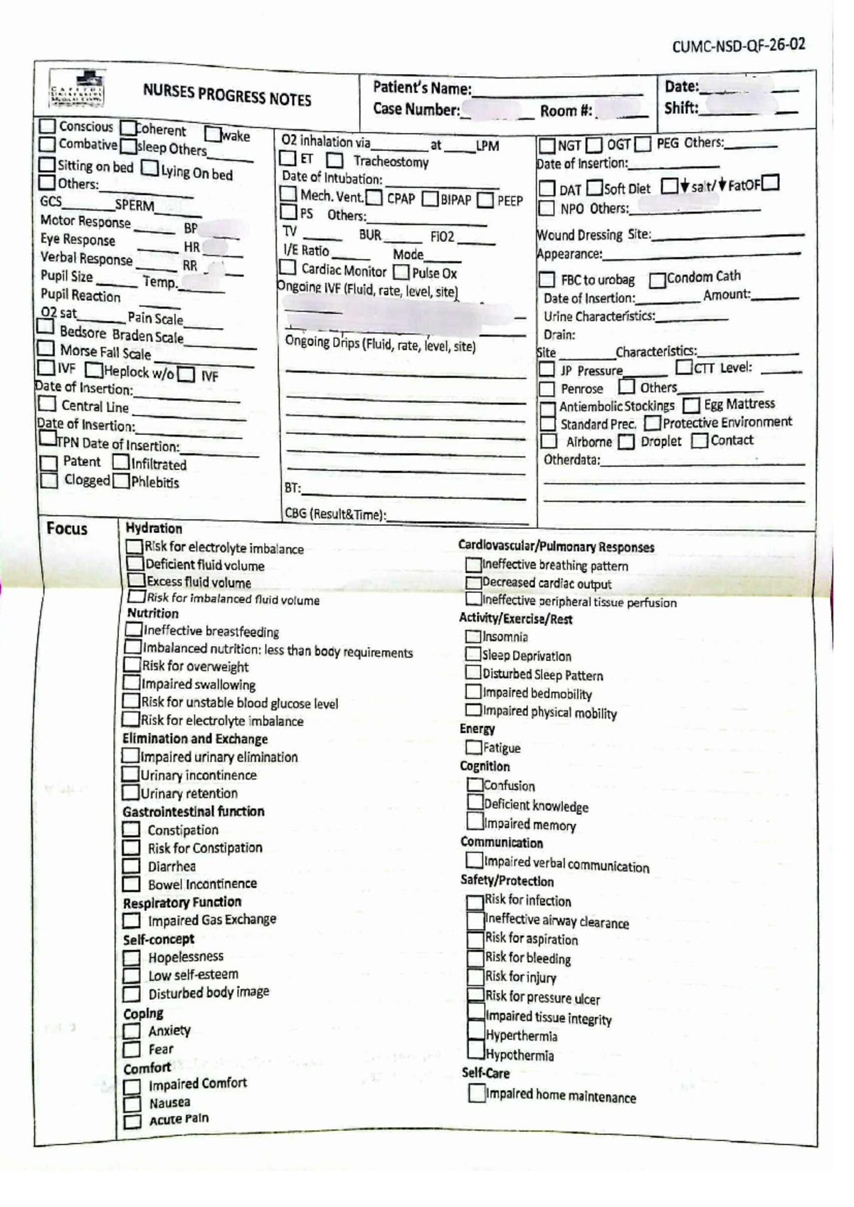 NUR 101: Nurses Progress Notes and Patient Assessment Guide - Studocu