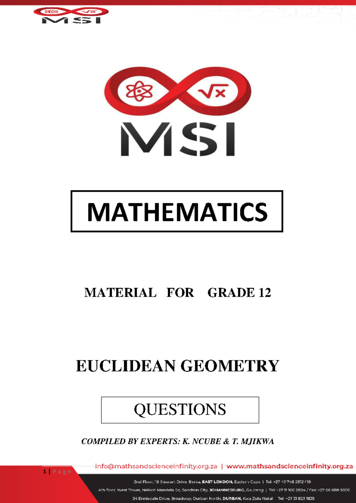 Grade 12 Mathematics: MSI Euclidean Geometry Questions and Solutions ...