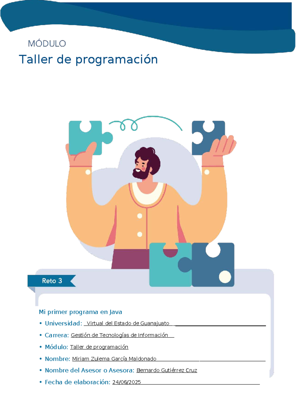 R3: Taller de Programación - Mi Primer Programa en Java - Studocu