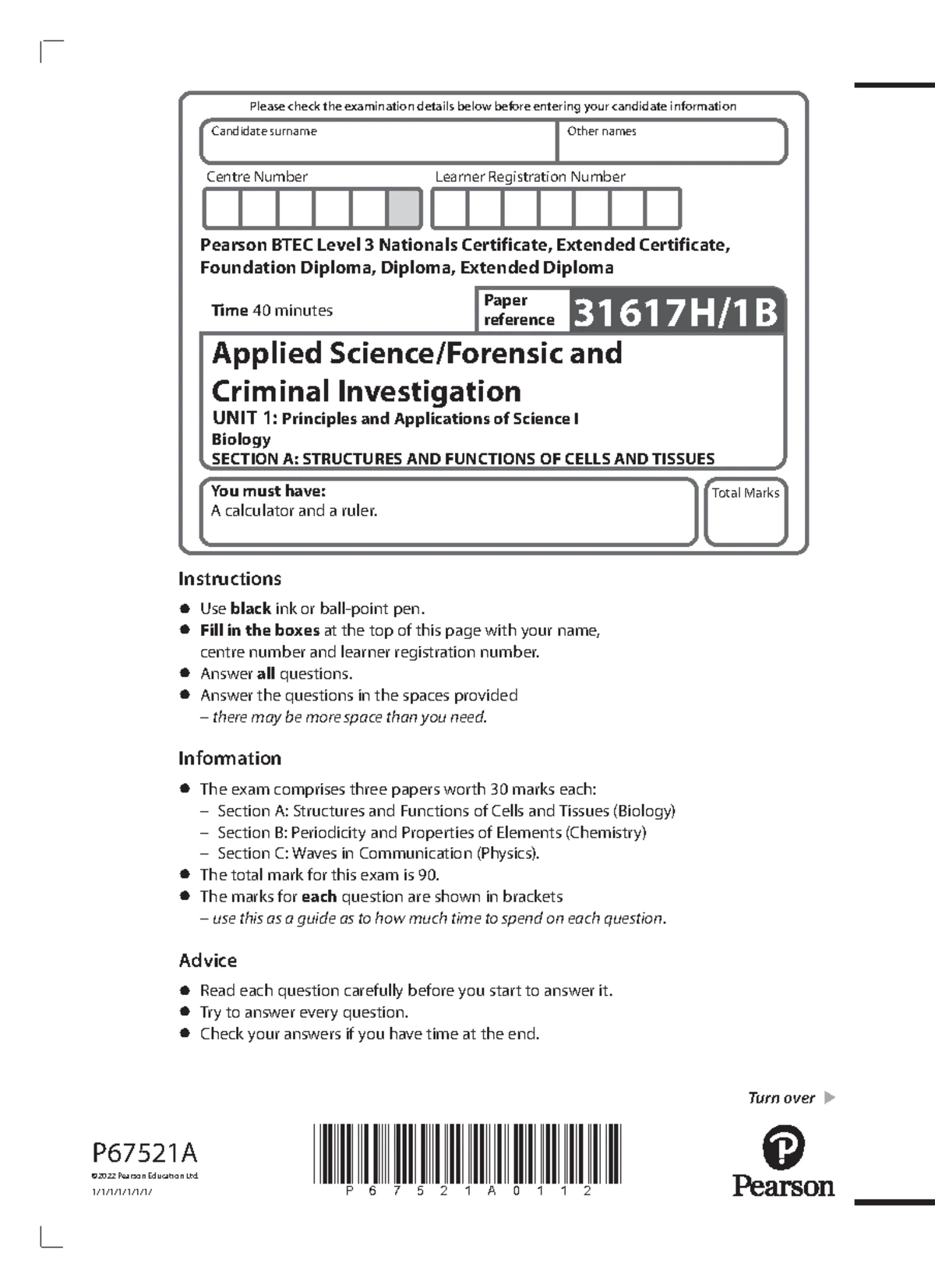 KS5 BTEC Unit 1 Physics Paper - Waves in Communication JUNE 2022 - Studocu