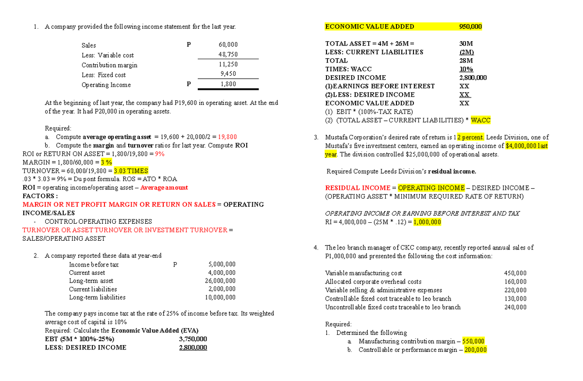 Responsibility Accounting & Transfer Pricing (ACCT 101) - Income ...