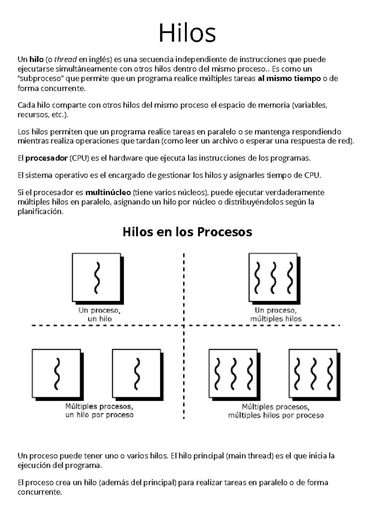 Hilos y Asincronía en Programación: Conceptos Clave y Ejemplos - Studocu