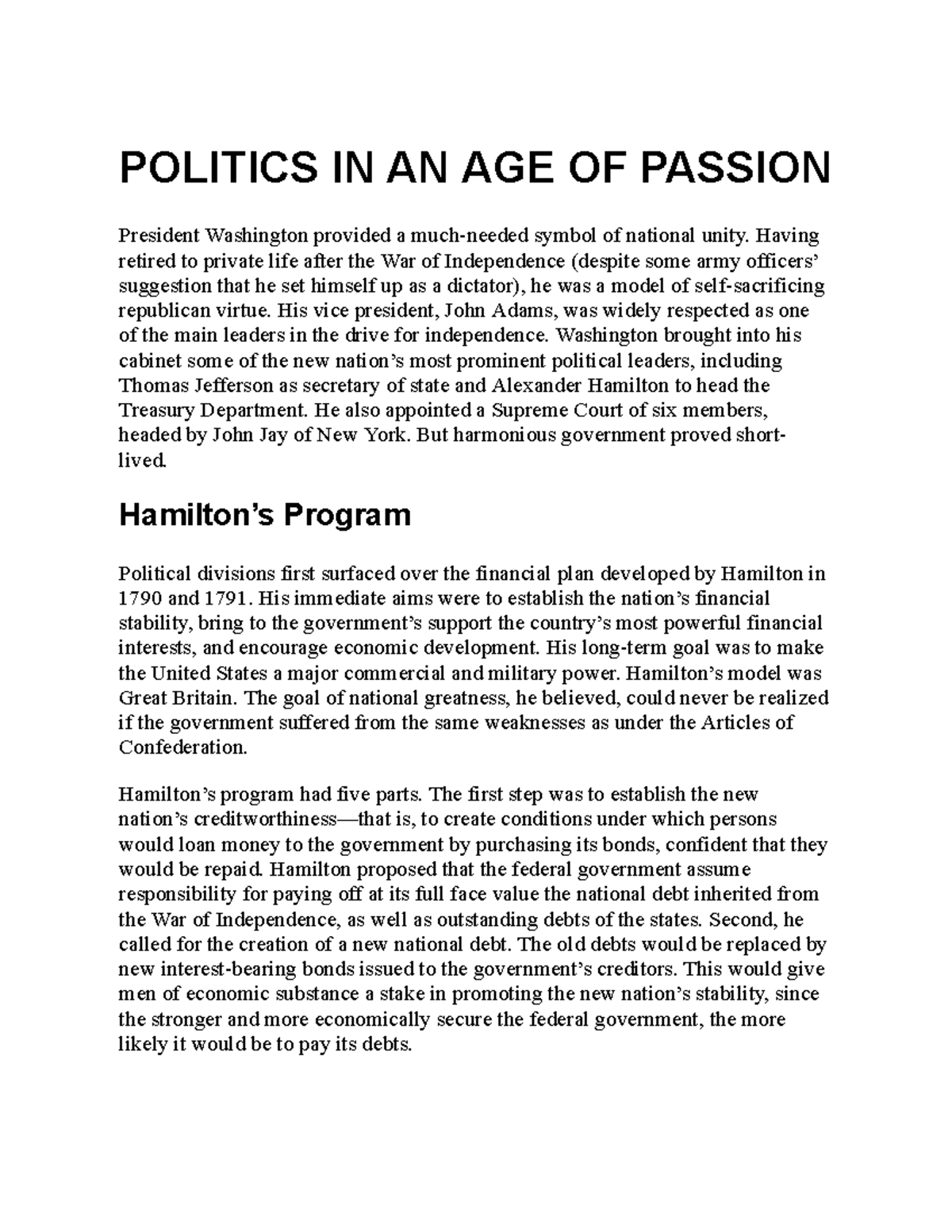 POL 101: The Political Landscape of Early America in the 1790s - Studocu