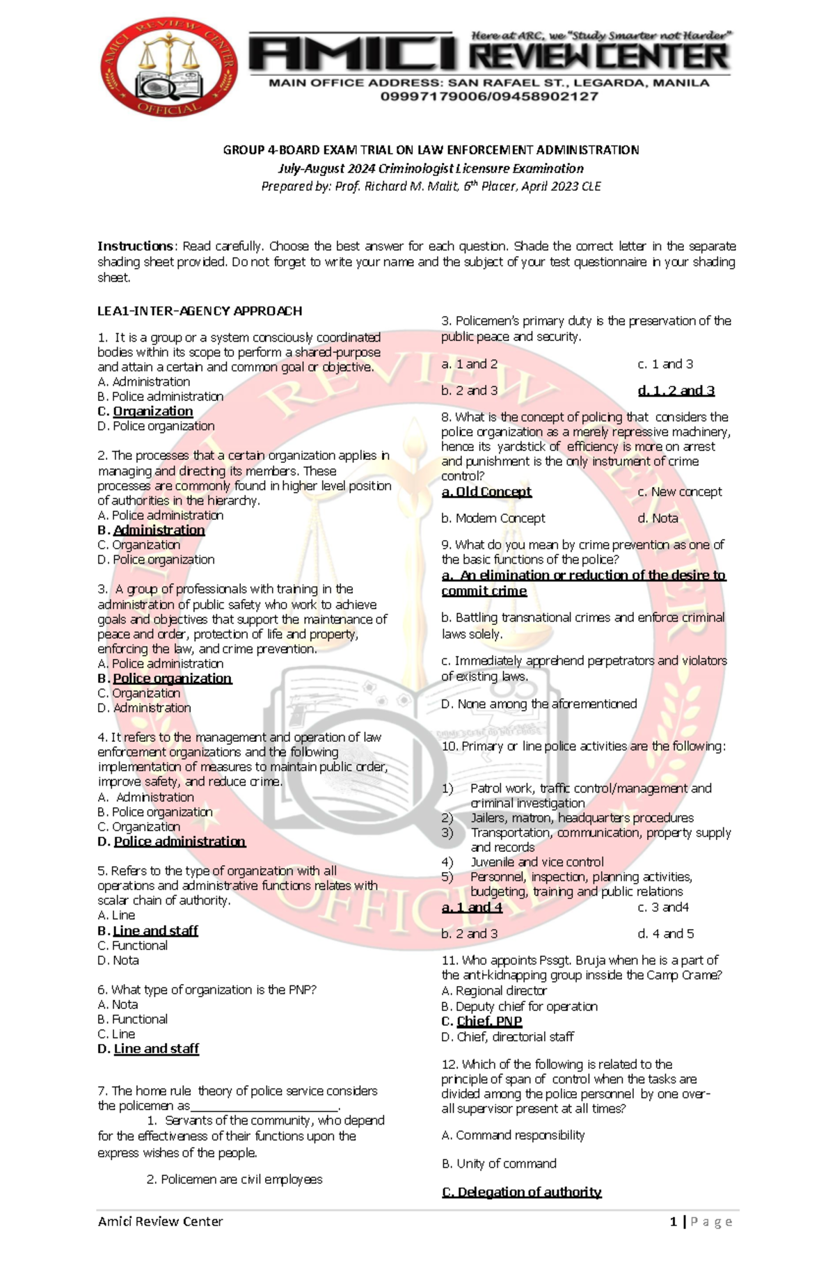 G4-JUL-AUG2024-LEA-BET ANSWER KEY by Prof. Richard M. Malit - Studocu