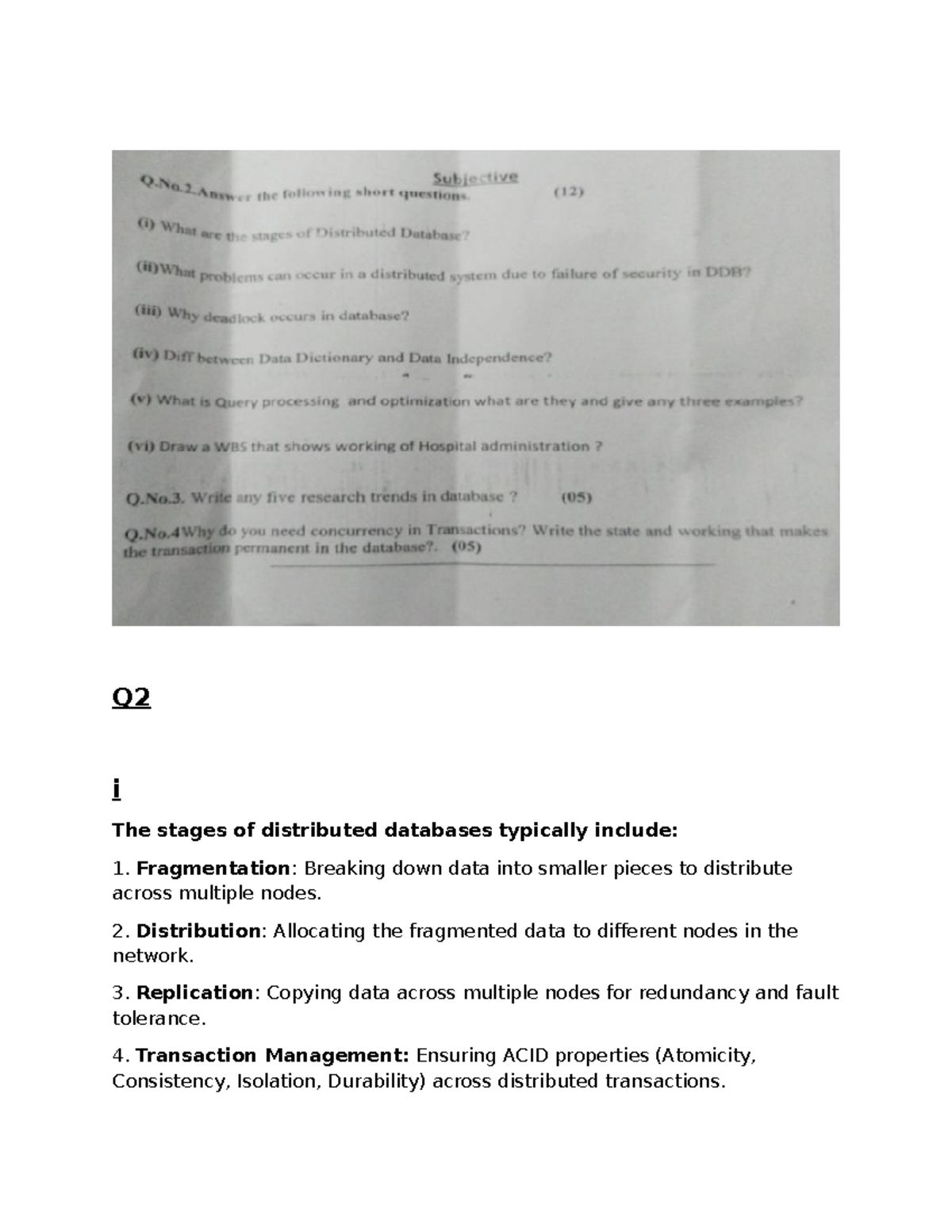 Db2 - Comprehensive Past Paper on Distributed Databases - Studocu