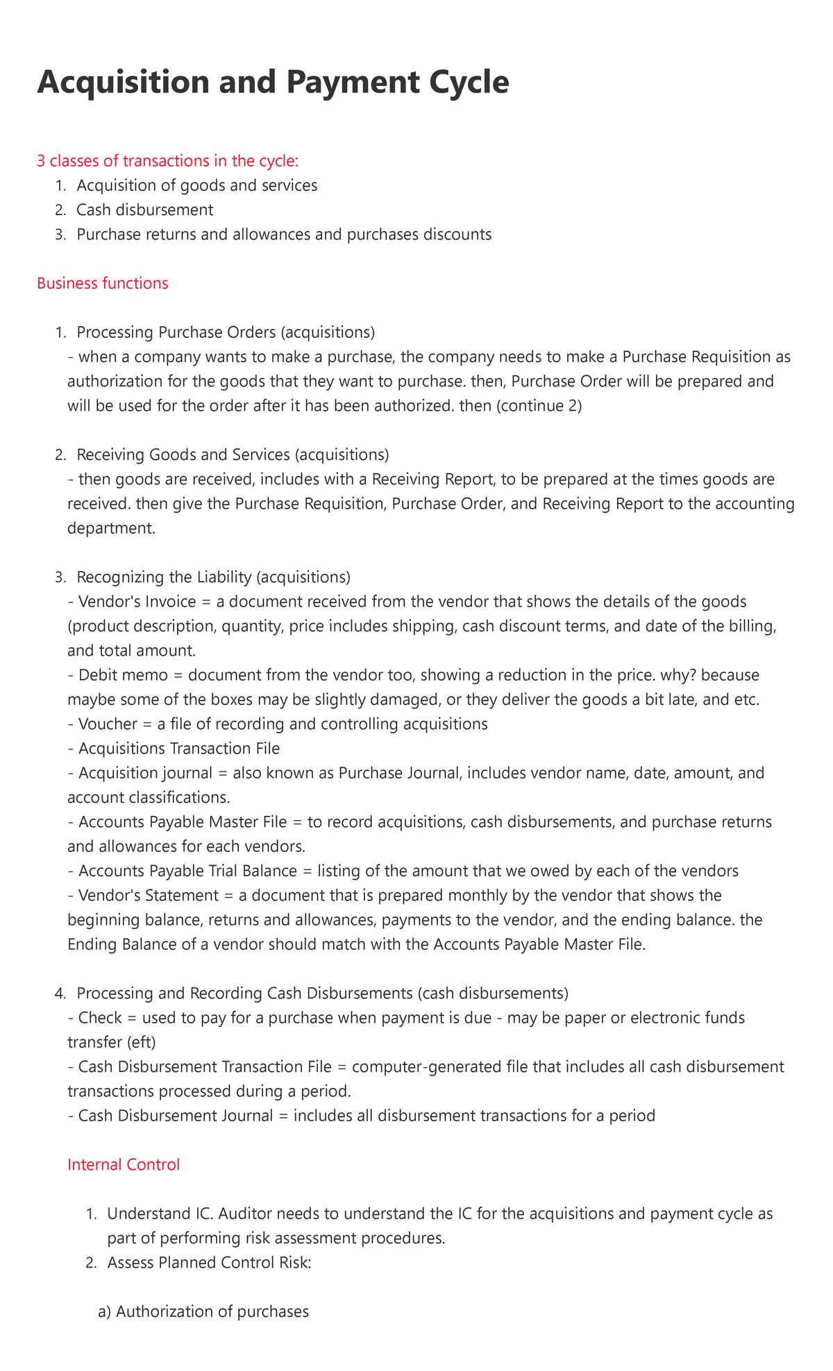 Acquisition and Payment Cycle - then, Purchase Order will be prepared ...