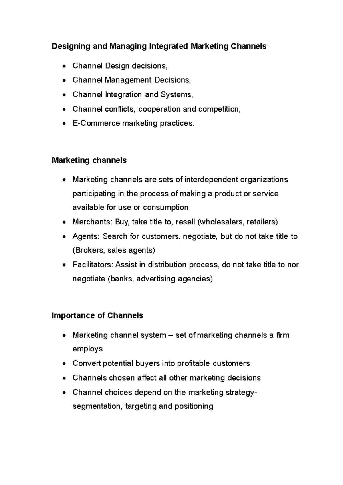 Ch10: Designing & Managing Integrated Marketing Channels - Studocu