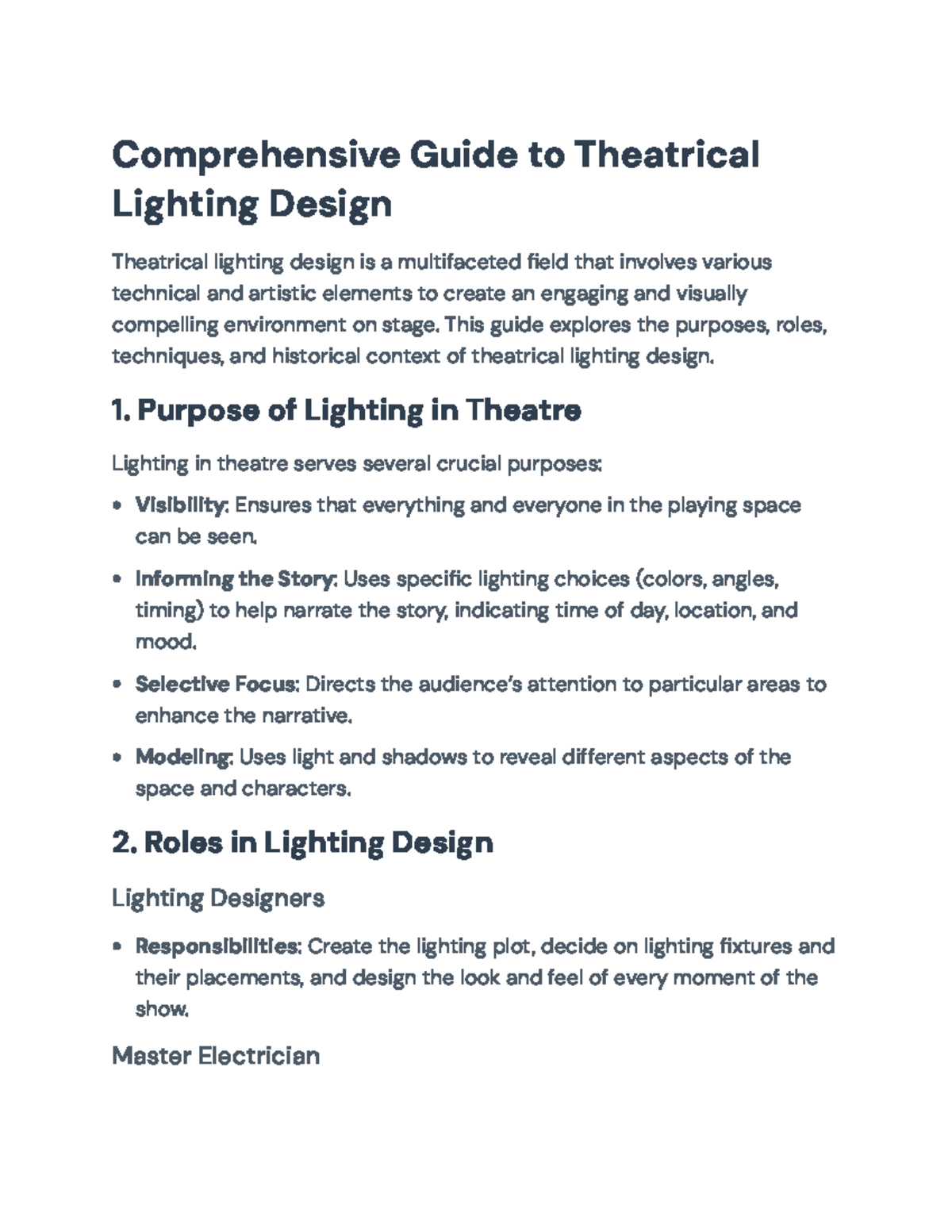 Comprehensive Guide to Theatrical Lighting Design Techniques ...