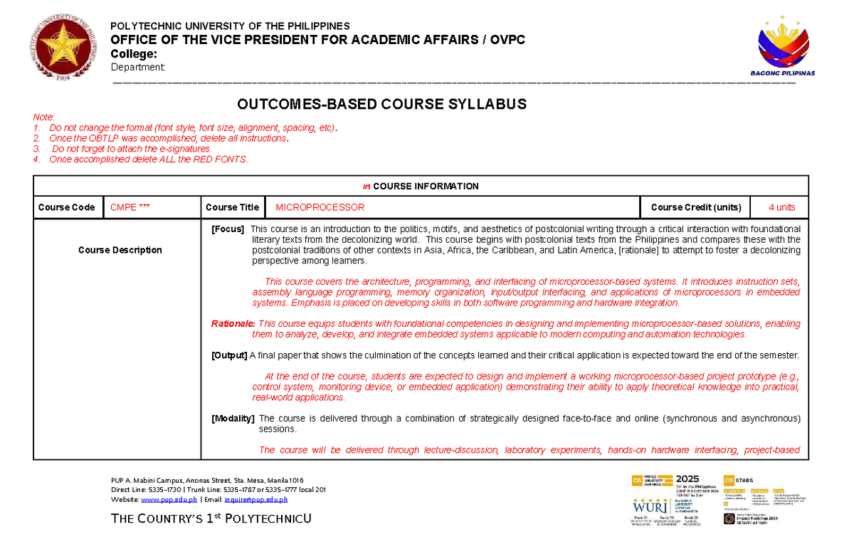 CMPE Course Syllabus: Microprocessor Fundamentals and Applications ...