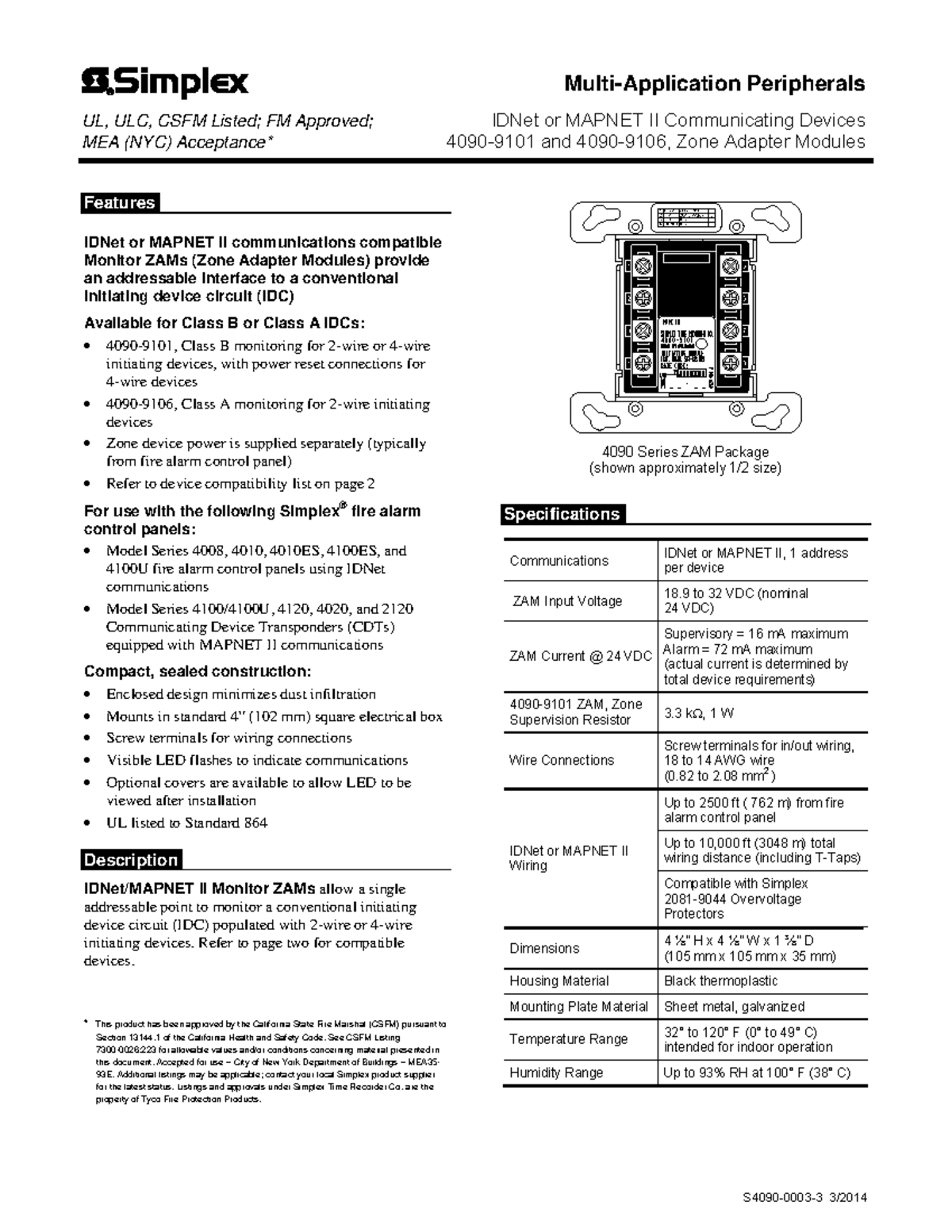 4090 9101 ZAM Monitoring Module Technical Data - Simplex - Studocu