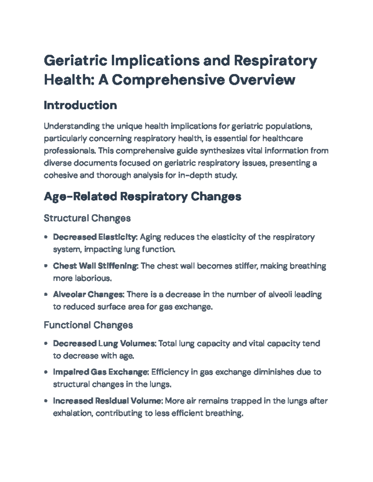 Geriatric Respiratory Health: Implications and Management Strategies ...
