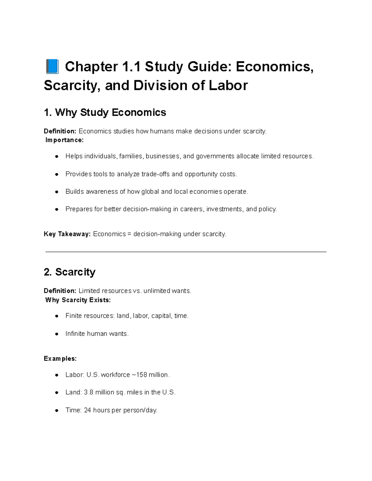 Economics 101: Super Condensed Study Guide on Scarcity & Choices - Studocu