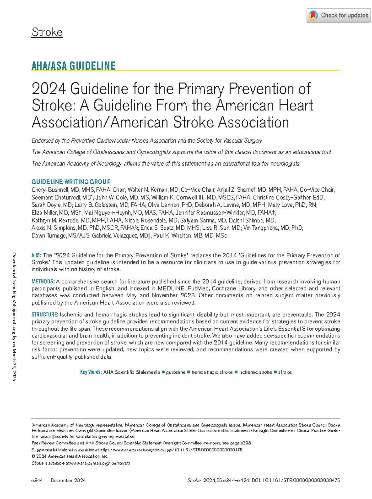 2024 AHA Guideline for Primary Stroke Prevention: Key Recommendations ...