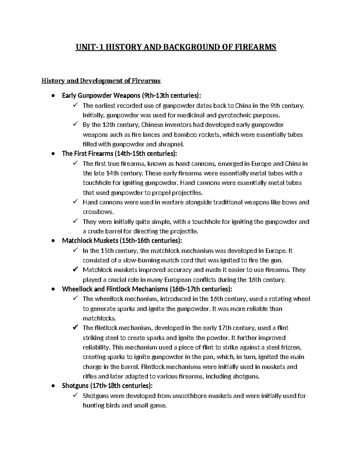 HIST 101: Comprehensive Overview of Firearms Development - Studocu