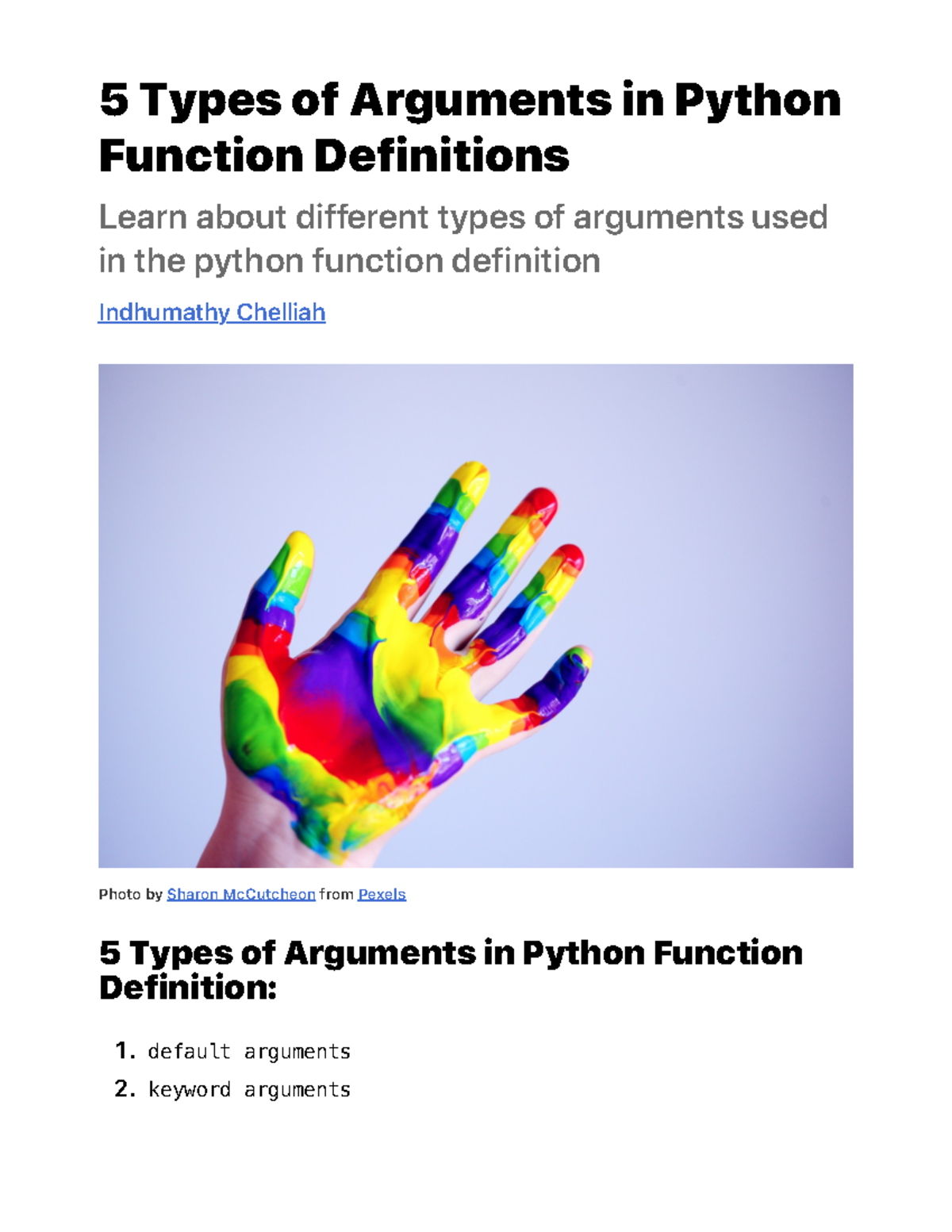 5 Types of Arguments in Python Function Definitions by Indhumathy Chelliah Level Up Coding - Studocu