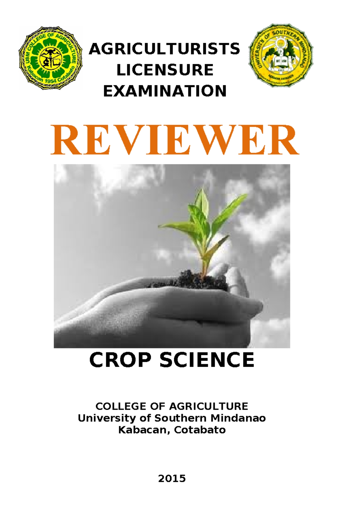 Crop Science 2015 Reviewer for Agriculturist Licensure Exam - Studocu