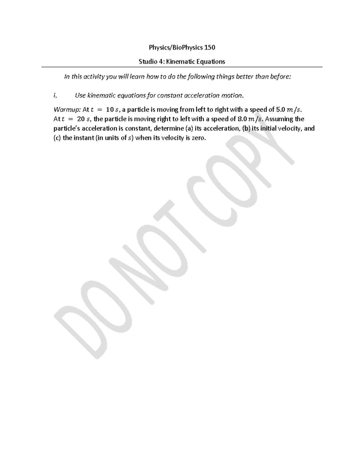 Studio 04 - Using kinematic equations - Student copy - Physics ...