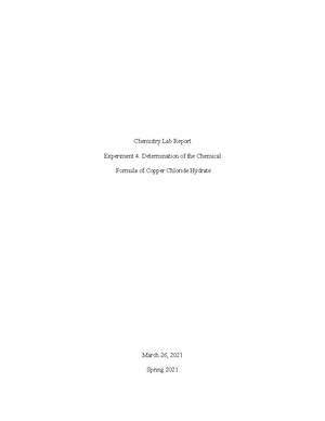 Density lab report - Chemistry Lab Report Experiment 1: Density ...