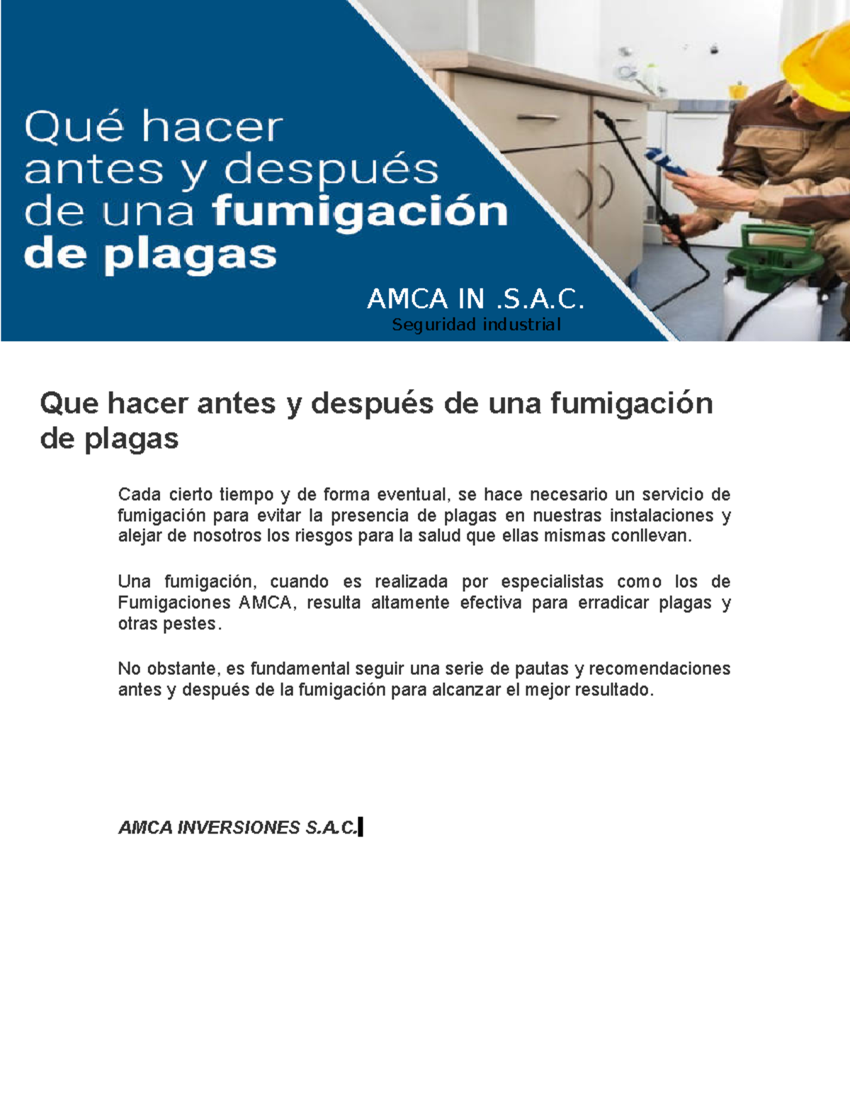 Carilla DE Medidas DE Seguridad Antes Y Despues DE Fumigar - Que hacer ...