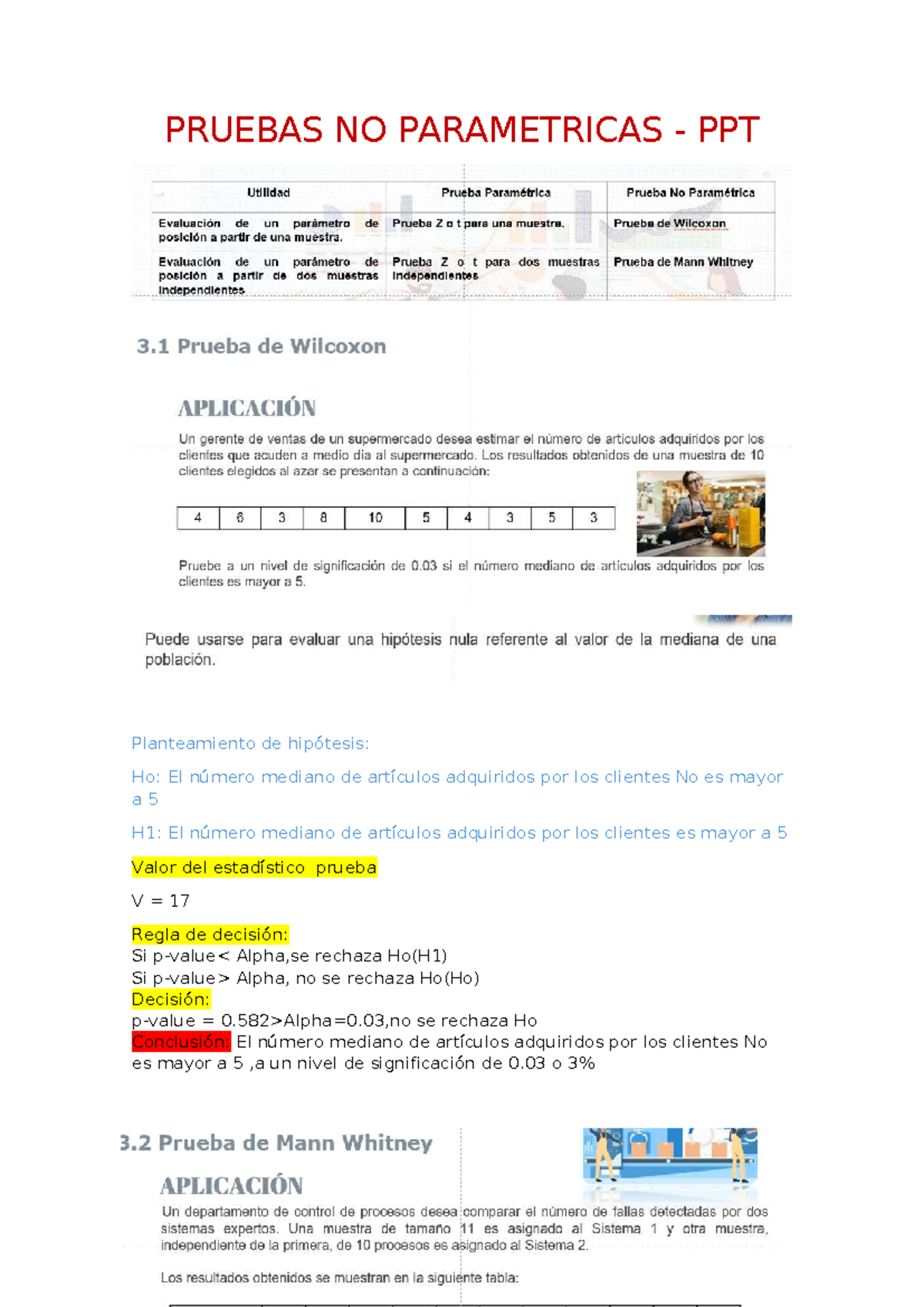 Pruebas No Paramétricas - PPT Análisis de Hipótesis y Decisiones - Studocu