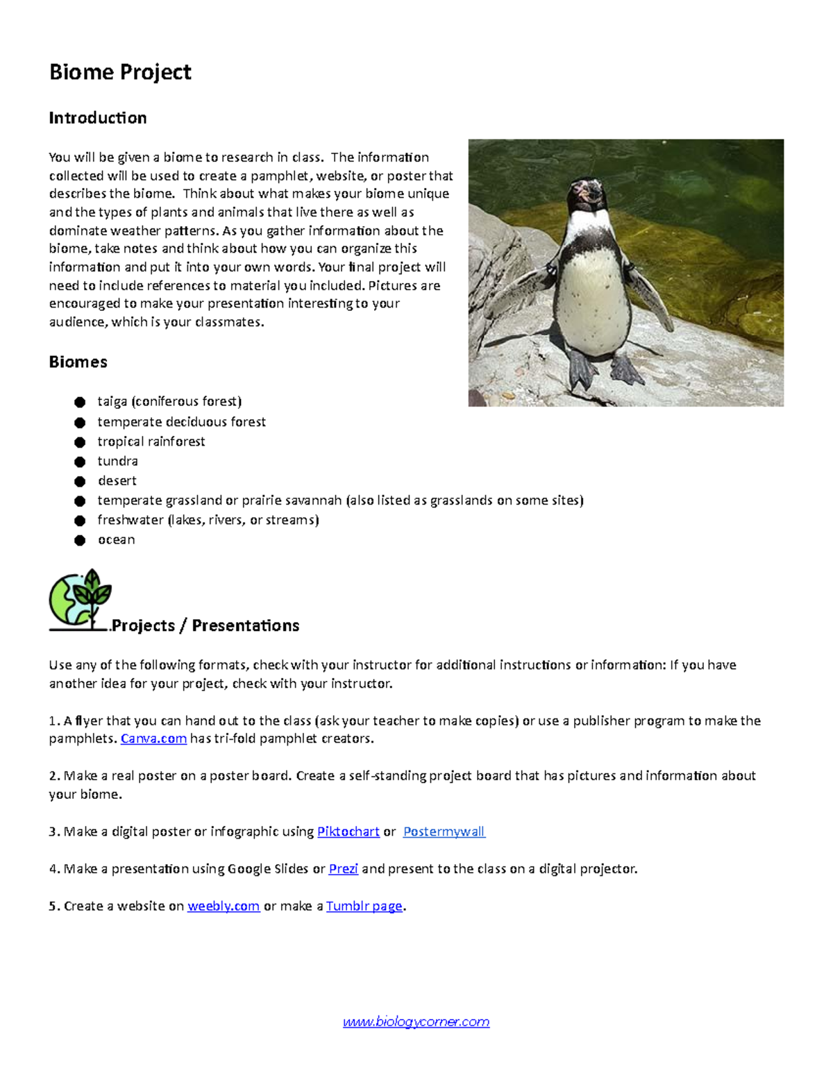Biome Project Guidelines and Requirements (BIO101) - Studocu