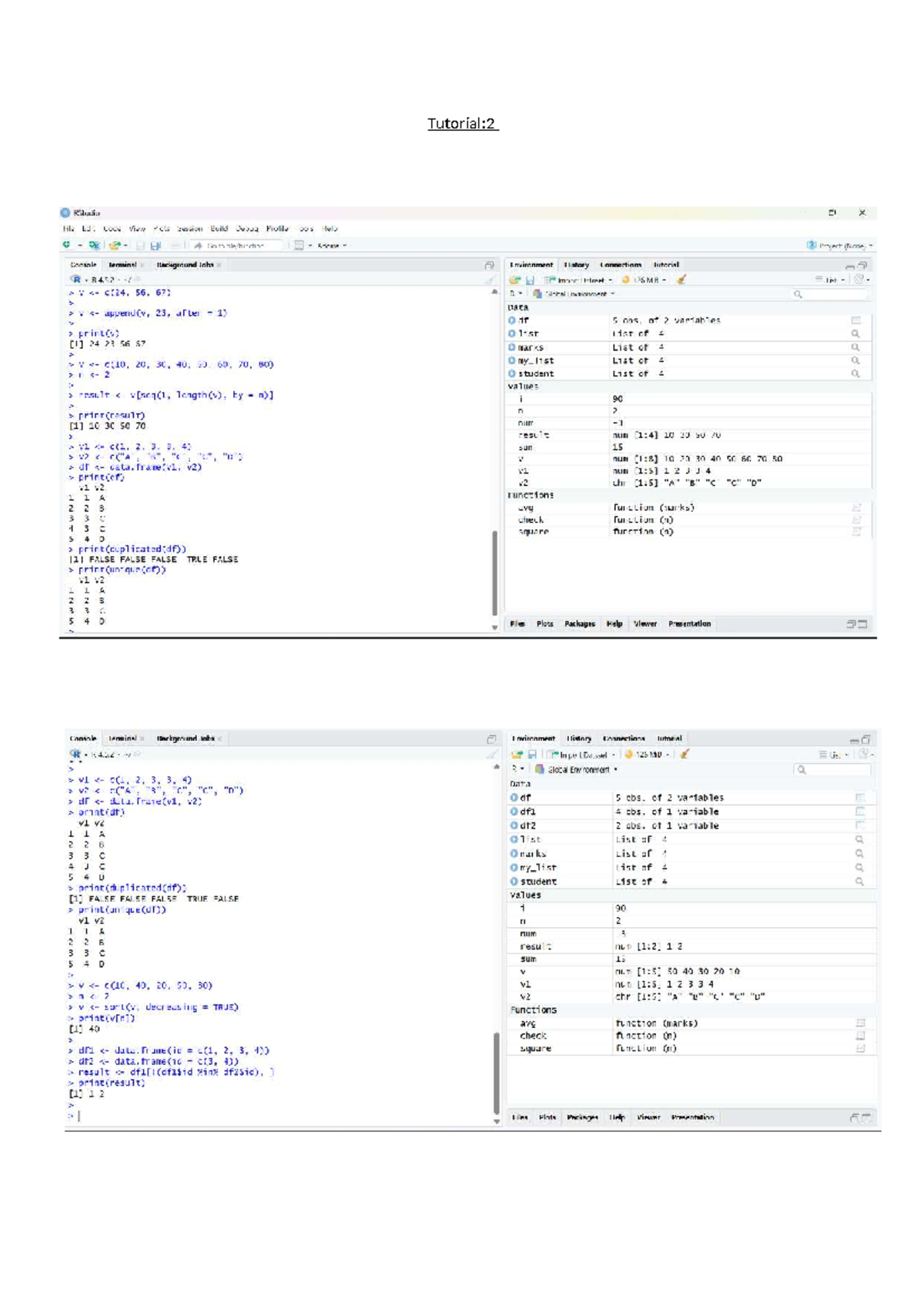 Tutorial 2: R Programming Basics and Functions - Studocu