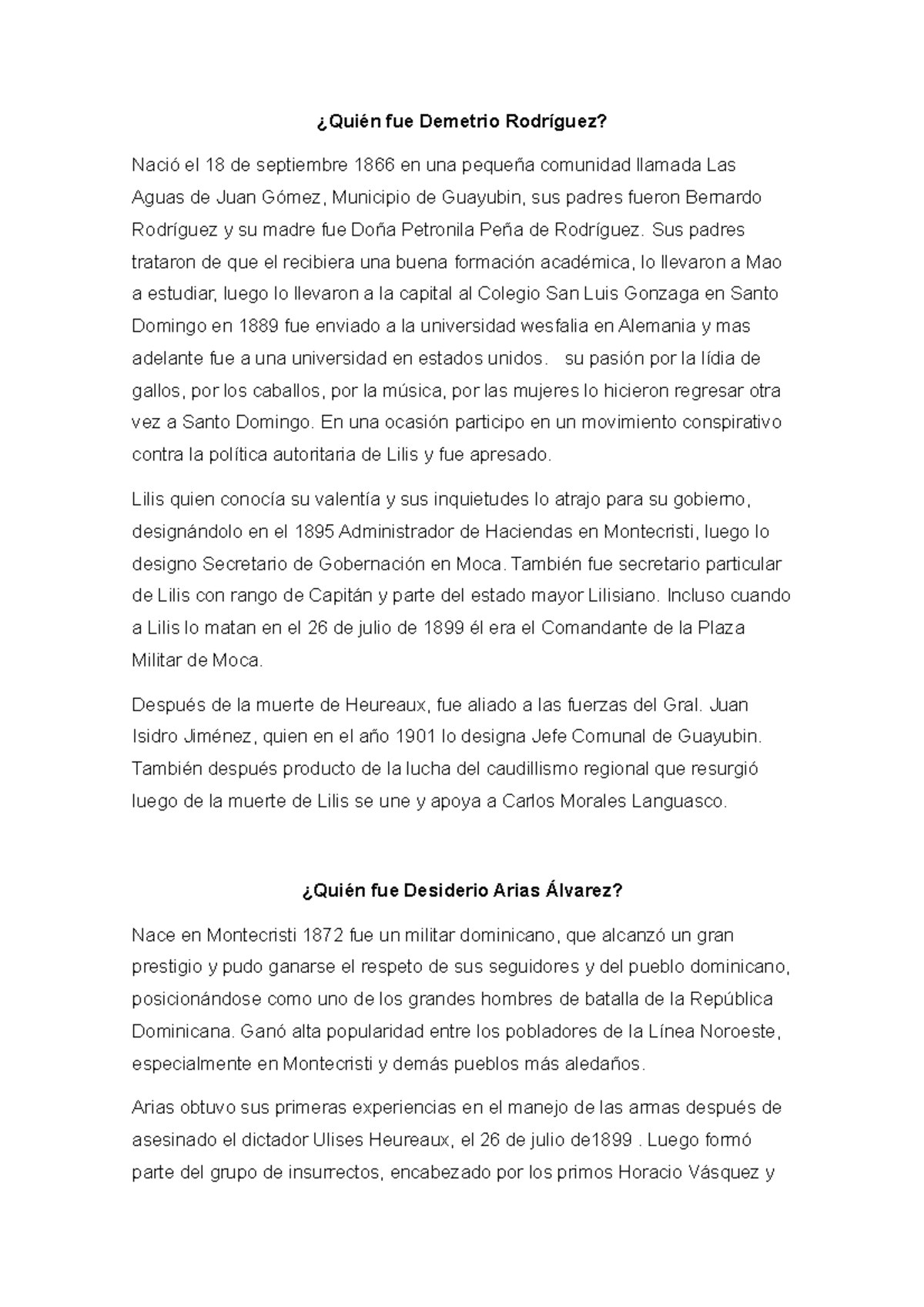 Biografía de Demetrio Rodríguez: Su Vida y Legado Histórico - Studocu