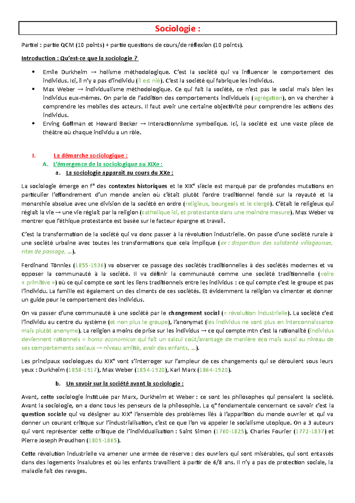Sociologie : Méthodes et Concepts pour le Partiel de Sciences Sociales ...