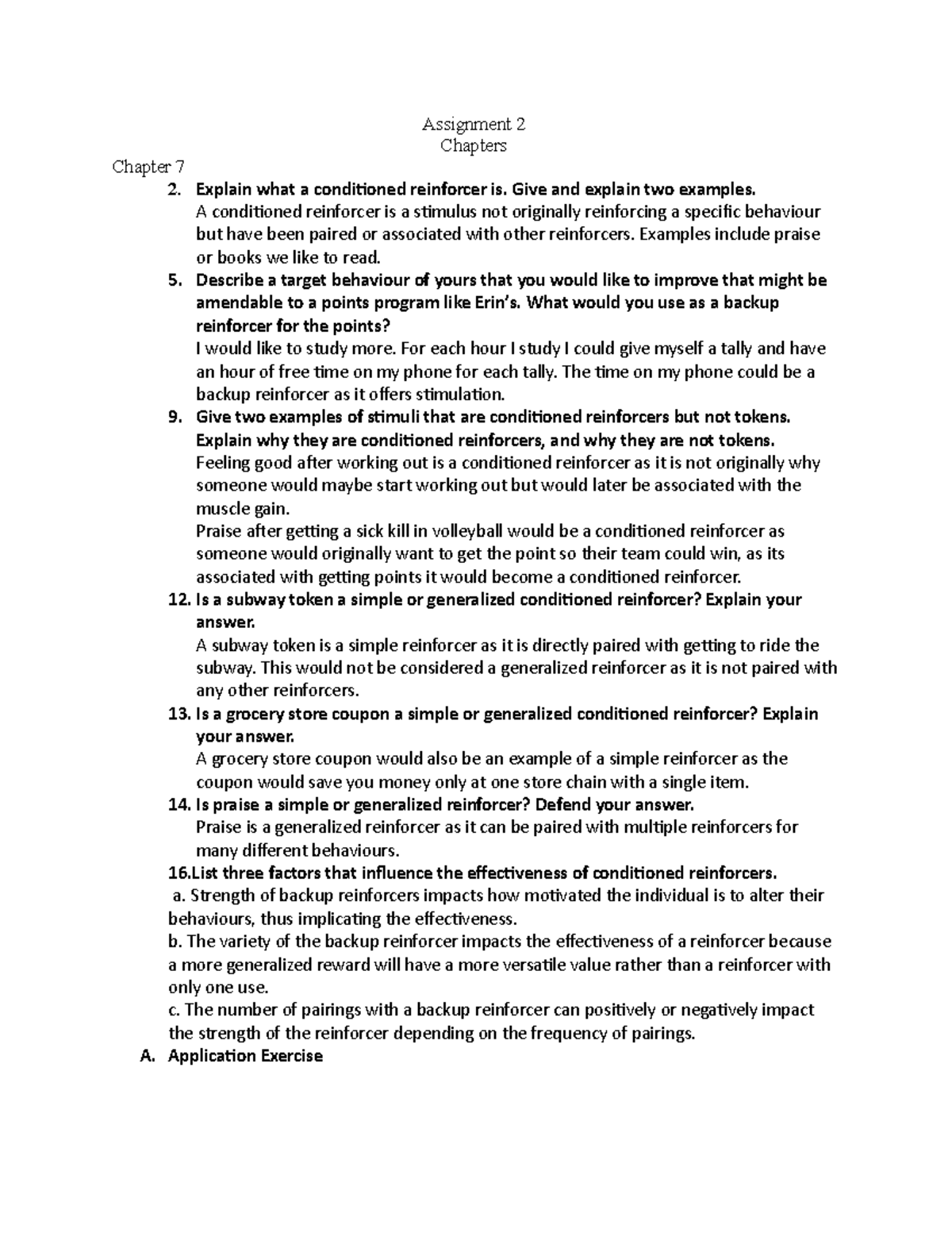 Behaviour Modification Assignment 2 - Assignment 2 Chapters Chapter 7 2 ...