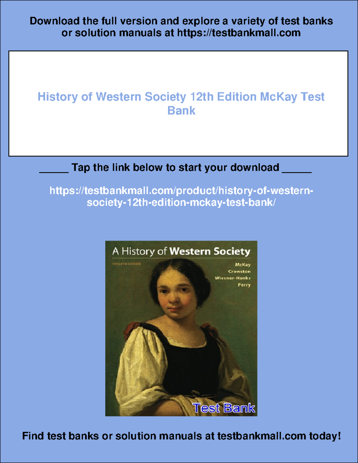 History of Western Society 12th Ed. McKay Test Bank Download Guide ...