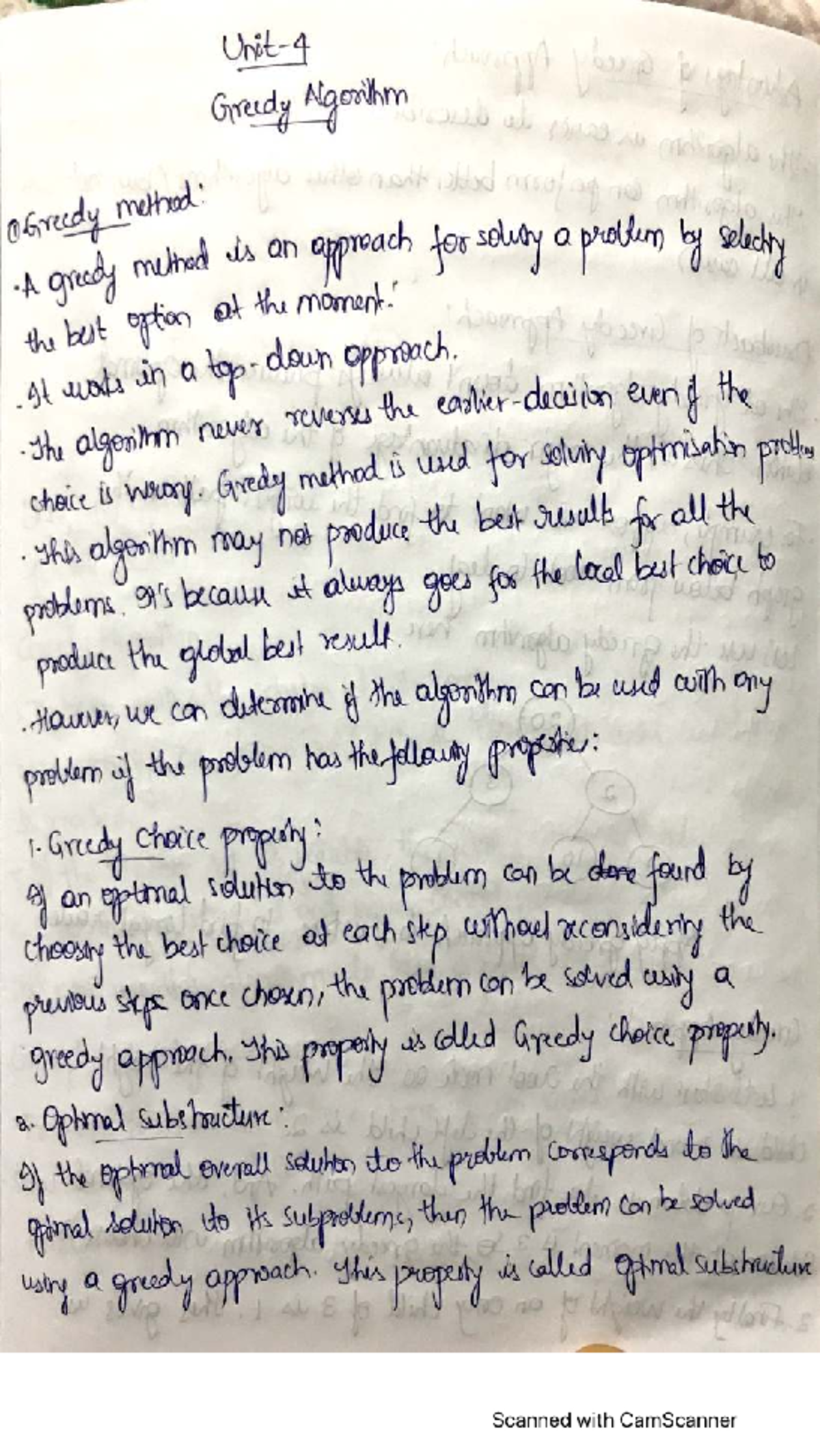 DAA Unit-4: Greedy Algorithms and Their Applications - Studocu