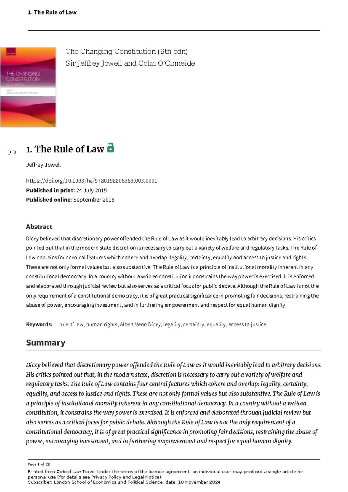 The Rule of Law: Analyzing Its Evolution and Impact (Law 101) - Studocu