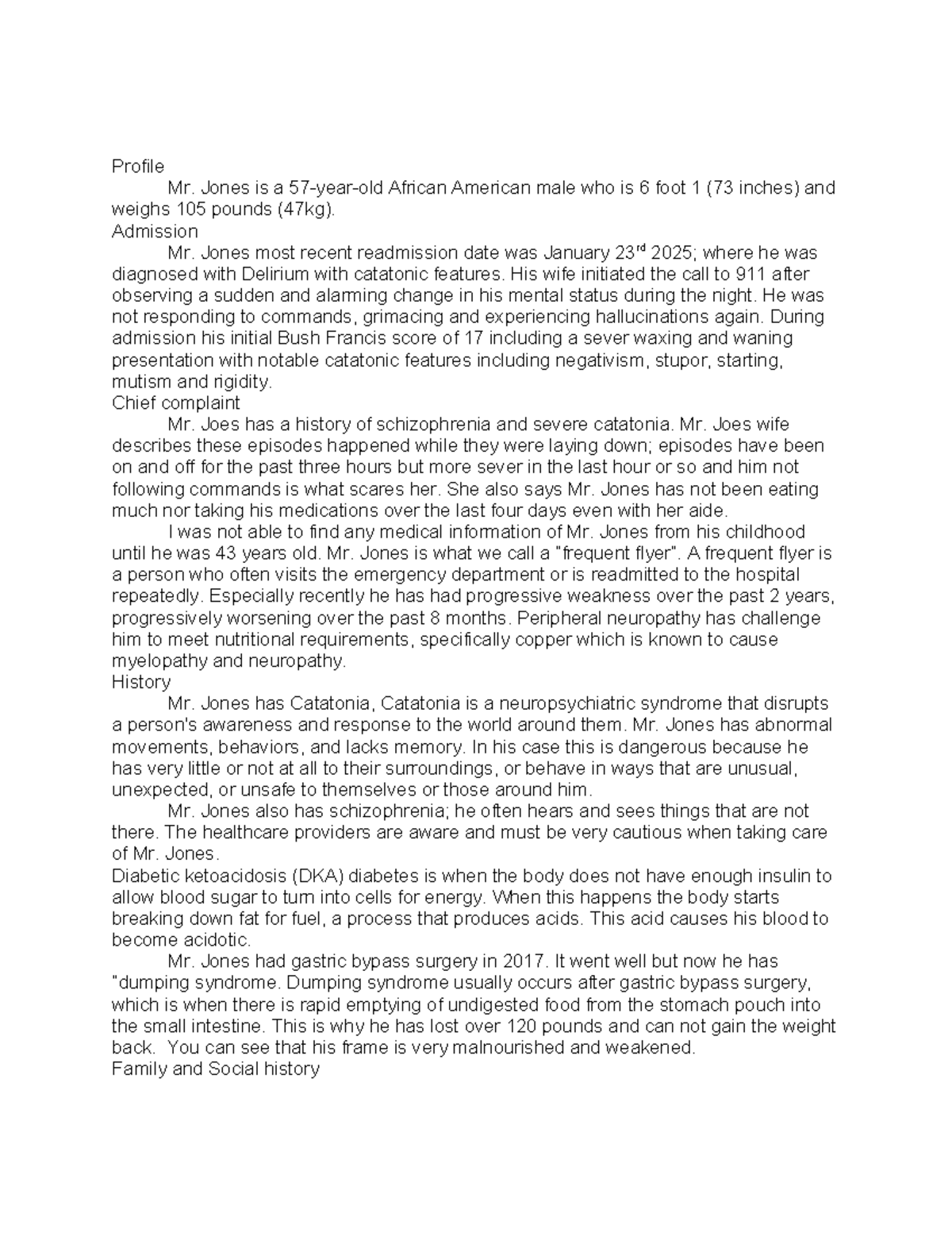 Mr. Jones - Clinical Case Study on Delirium and Catatonia Management ...