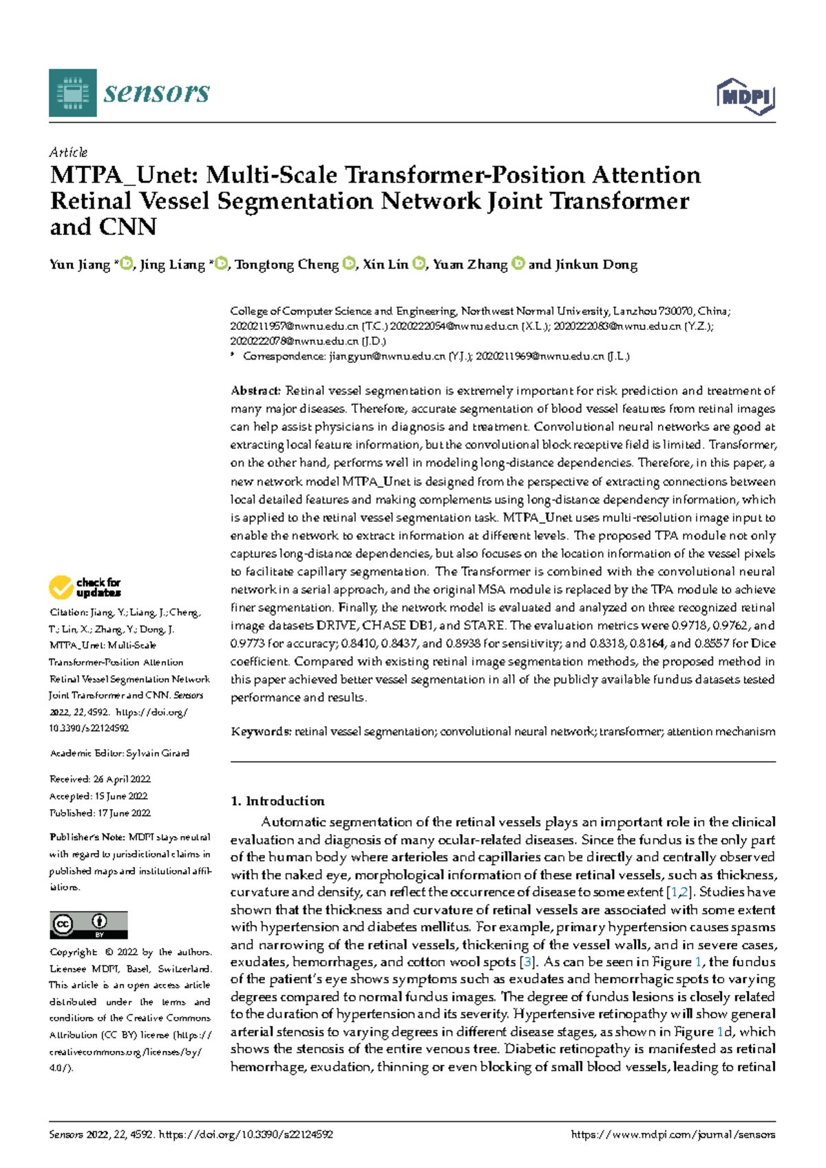 Sensors 22 04592 v2 - nghien cuu - Citation: Jiang, Y.; Liang, J ...