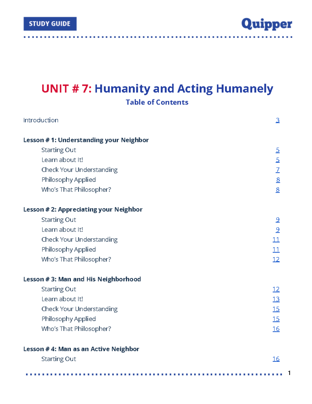 IP 07 - IP 07 is yes. - UNIT # 7 : Humanity and Acting Humanely Table ...